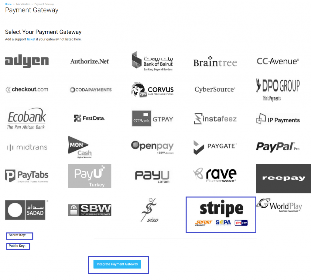 Adding stripe Payment Gateway - Help Center