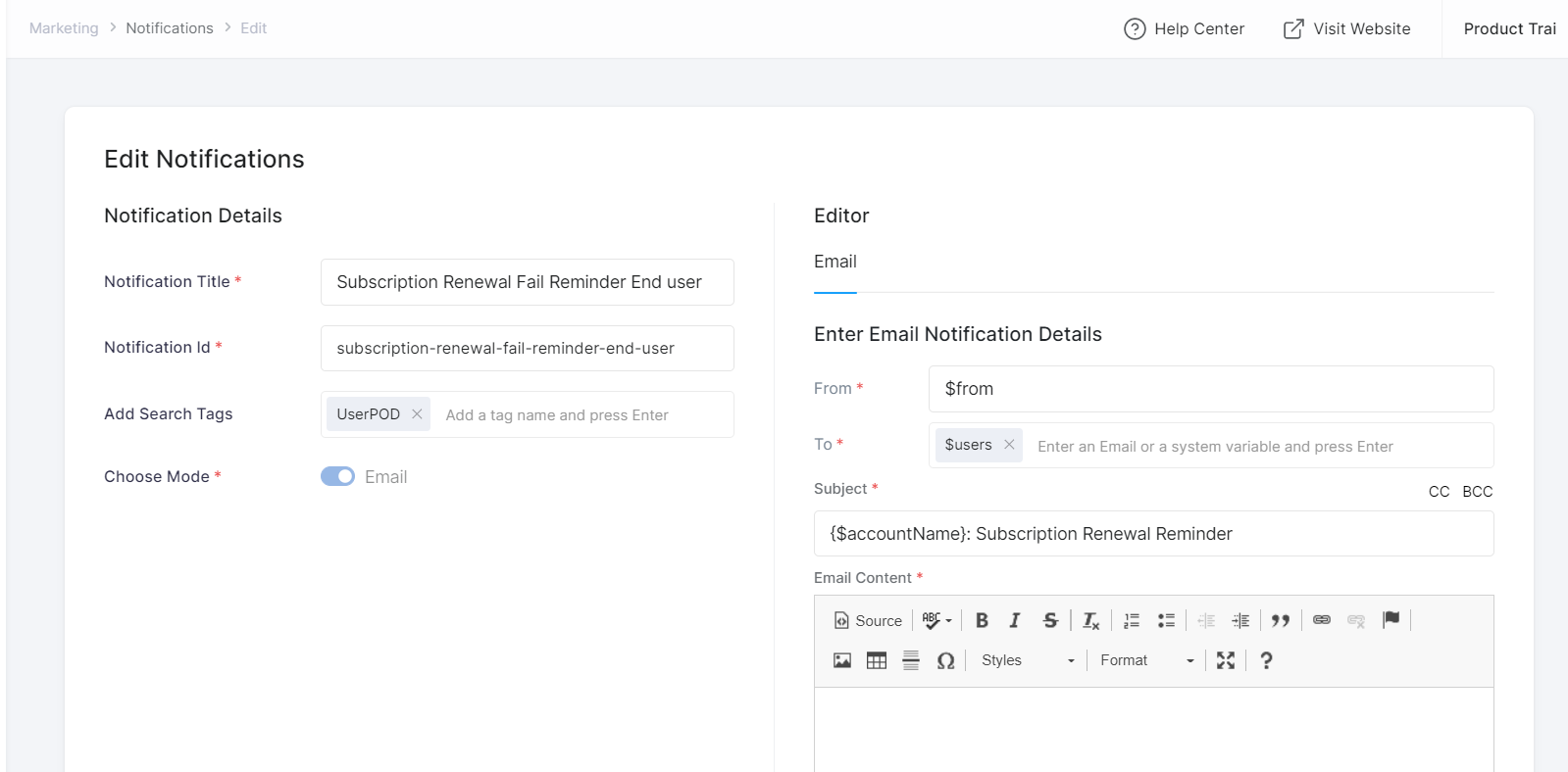 How to Manage End-User Notifications (Notification Center) - Help Center